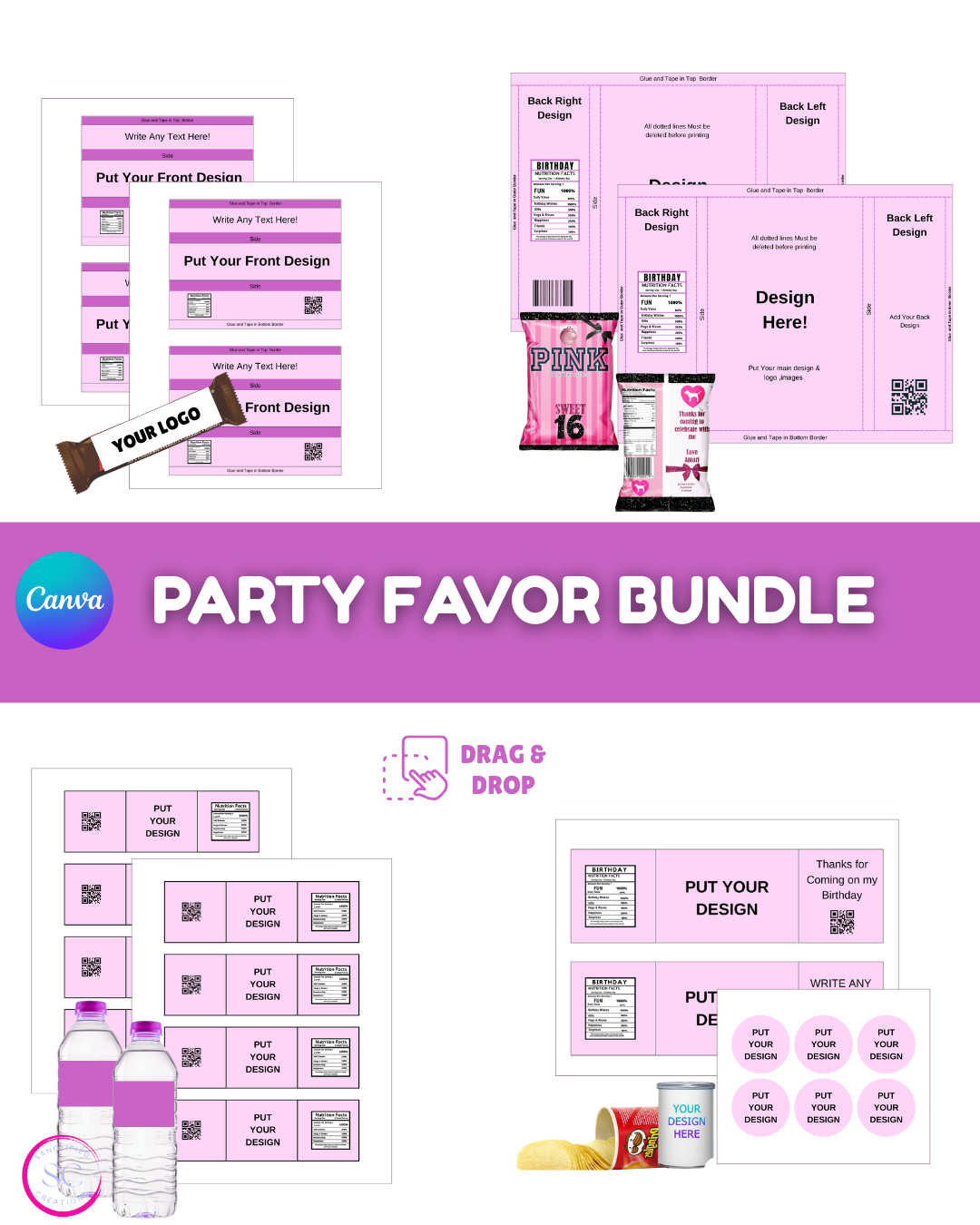 Party Favor Bundle – 10 Editable Templates + 20 Realistic Mockups ...